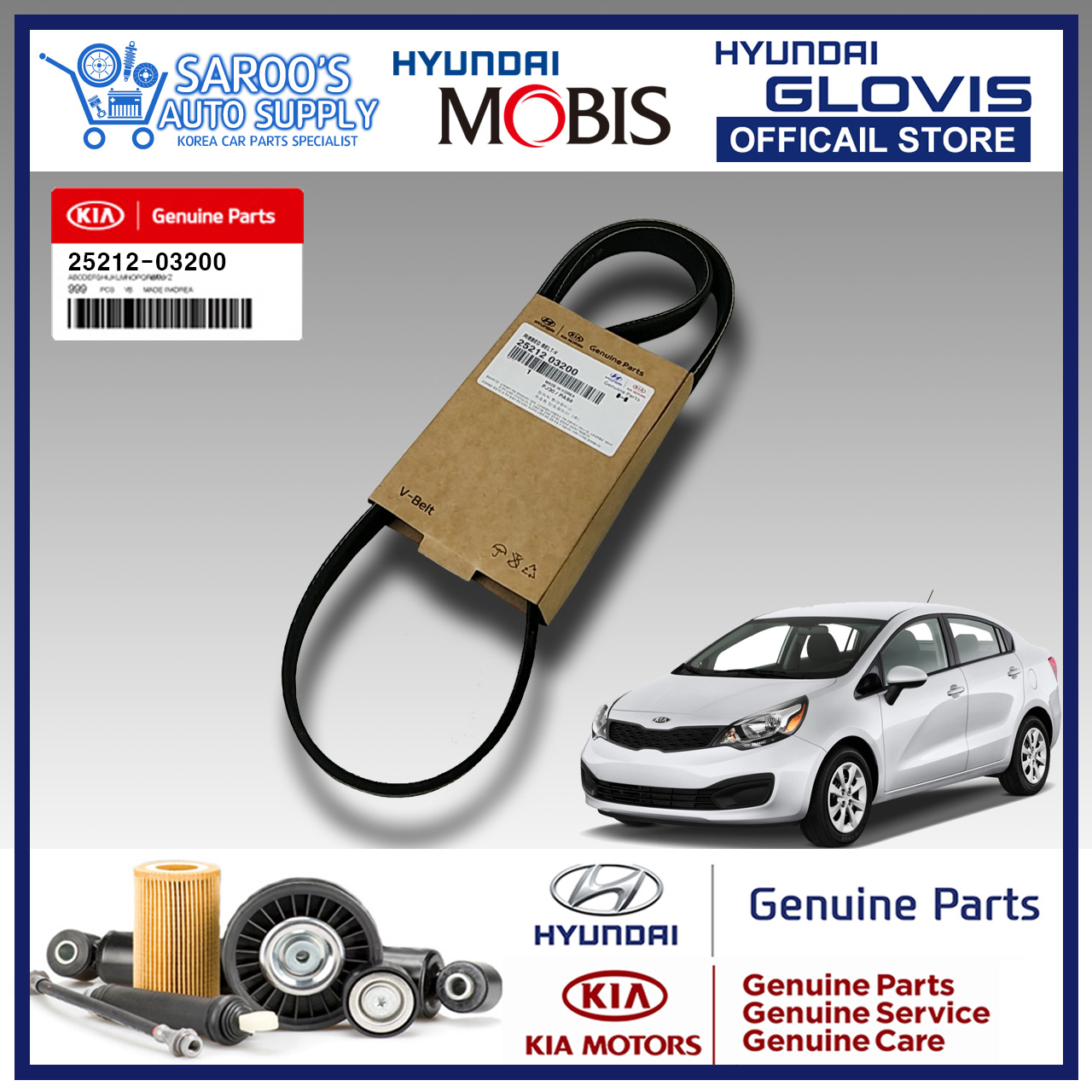 [Kappa][Genuine] Drive Belt / Fan Belt For Kia Rio , 2012-2018,1200cc ...