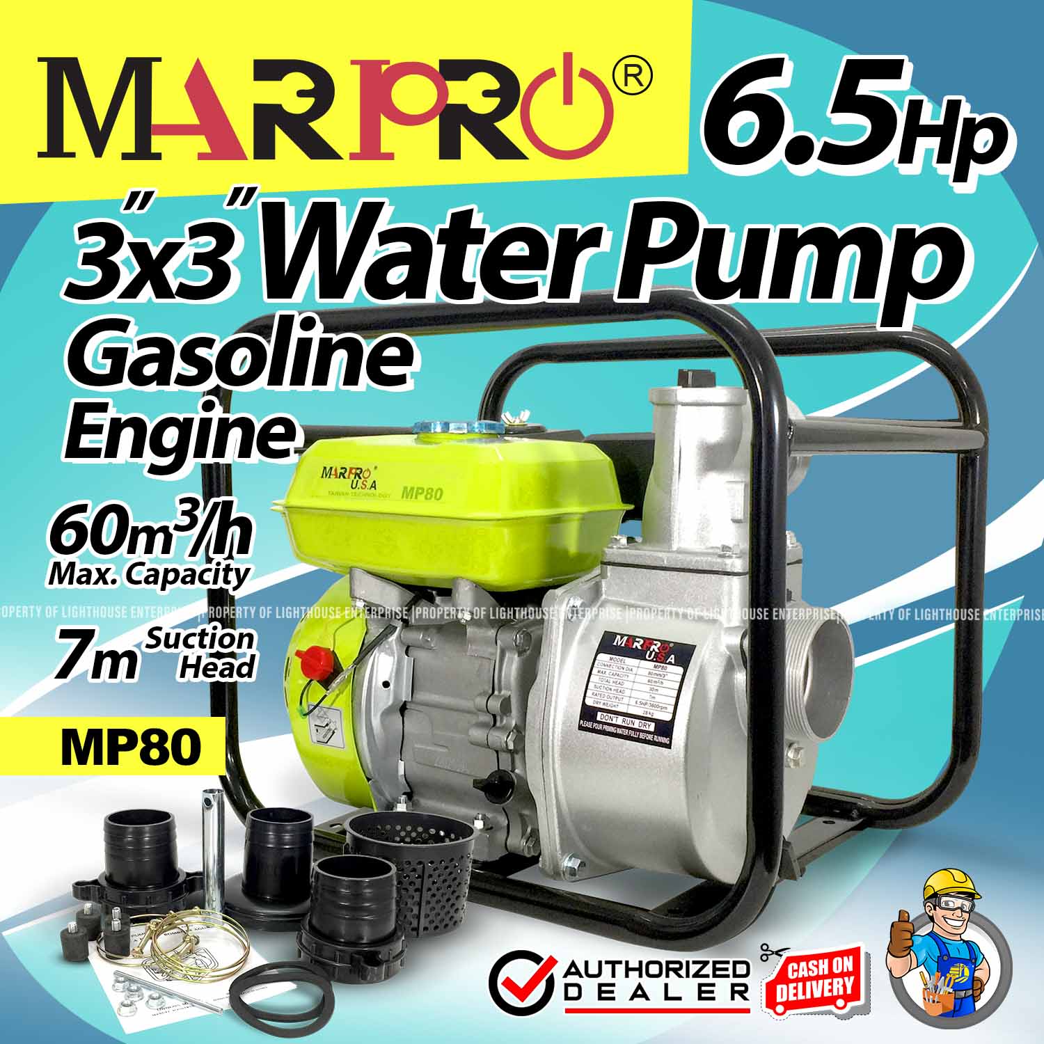 MARPRO USA 3"x3" 6.5HP Gasoline Water Pump Set (MP80) LIGHTHOUSE ENTERPRISE | Lazada PH