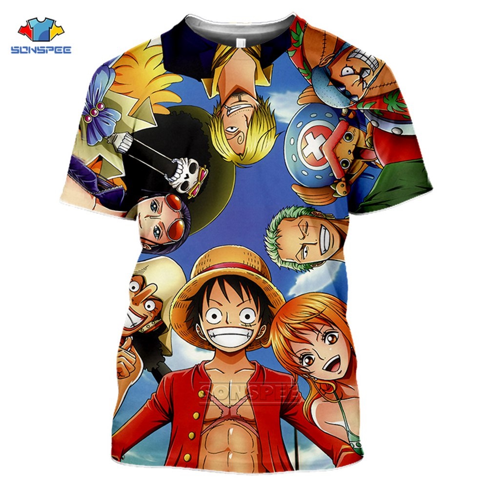 SONSPEE Anime One Piece T-Shirt 3D Print Monkey D. Luffy Roronoa Zoro ...