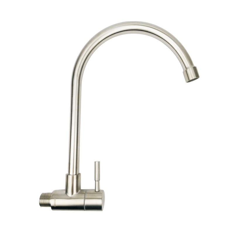 Single-cold-water faucet in kitchen, horizontal side-mounted wall ...