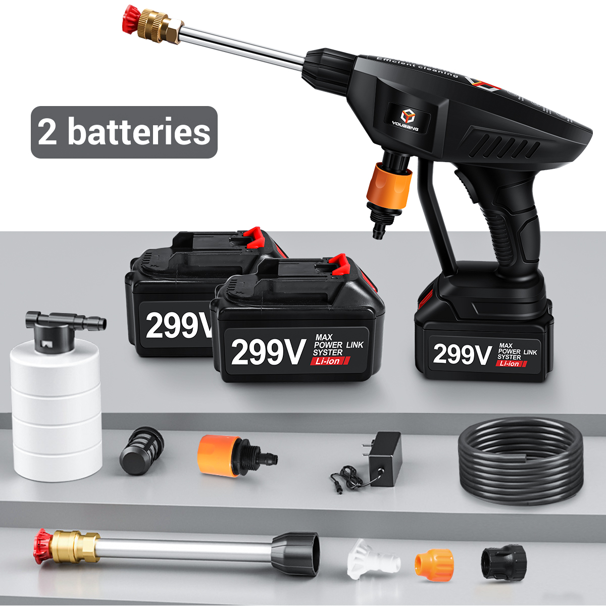 Portable Pressure Washer Wireless Car Washer High Pressure Upgrade Long ...