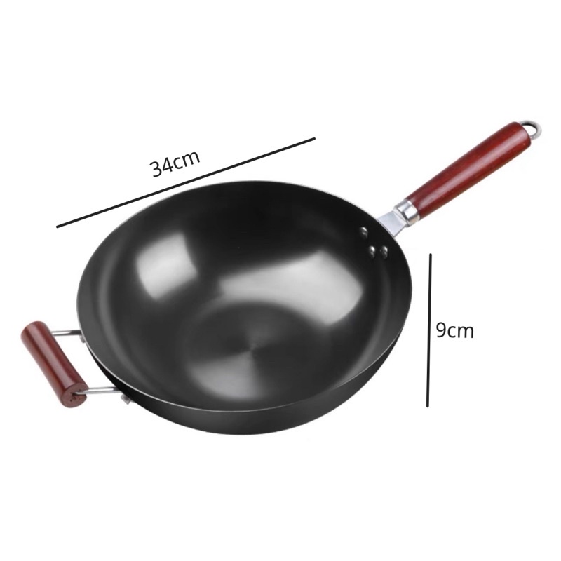 Wok And Pan KITkitchen Carbon Steel Chinese Wok Pan Traditional Wok ...
