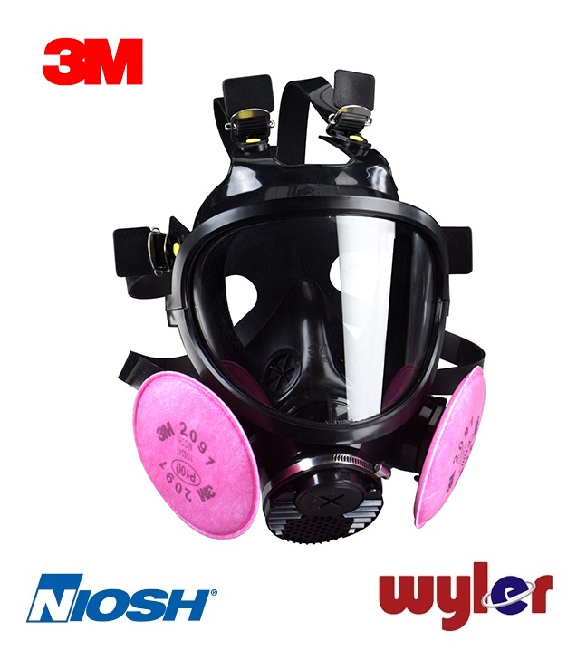 3M 7800 Full Facepiece Respirator Mask with 2091 Particulate Filter ...