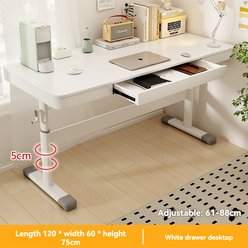 Adjustable Desk Table Hand-cranked Computer Desk Can Lift With Drawer ...