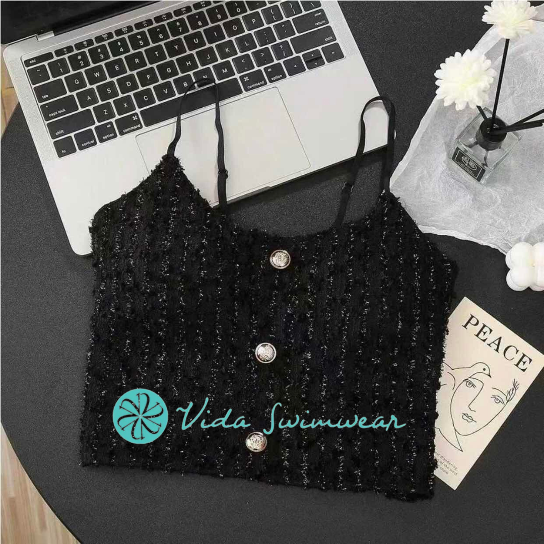 Korean Padded Crop Top Basic Spaghetti Top Office Wear | Lazada PH