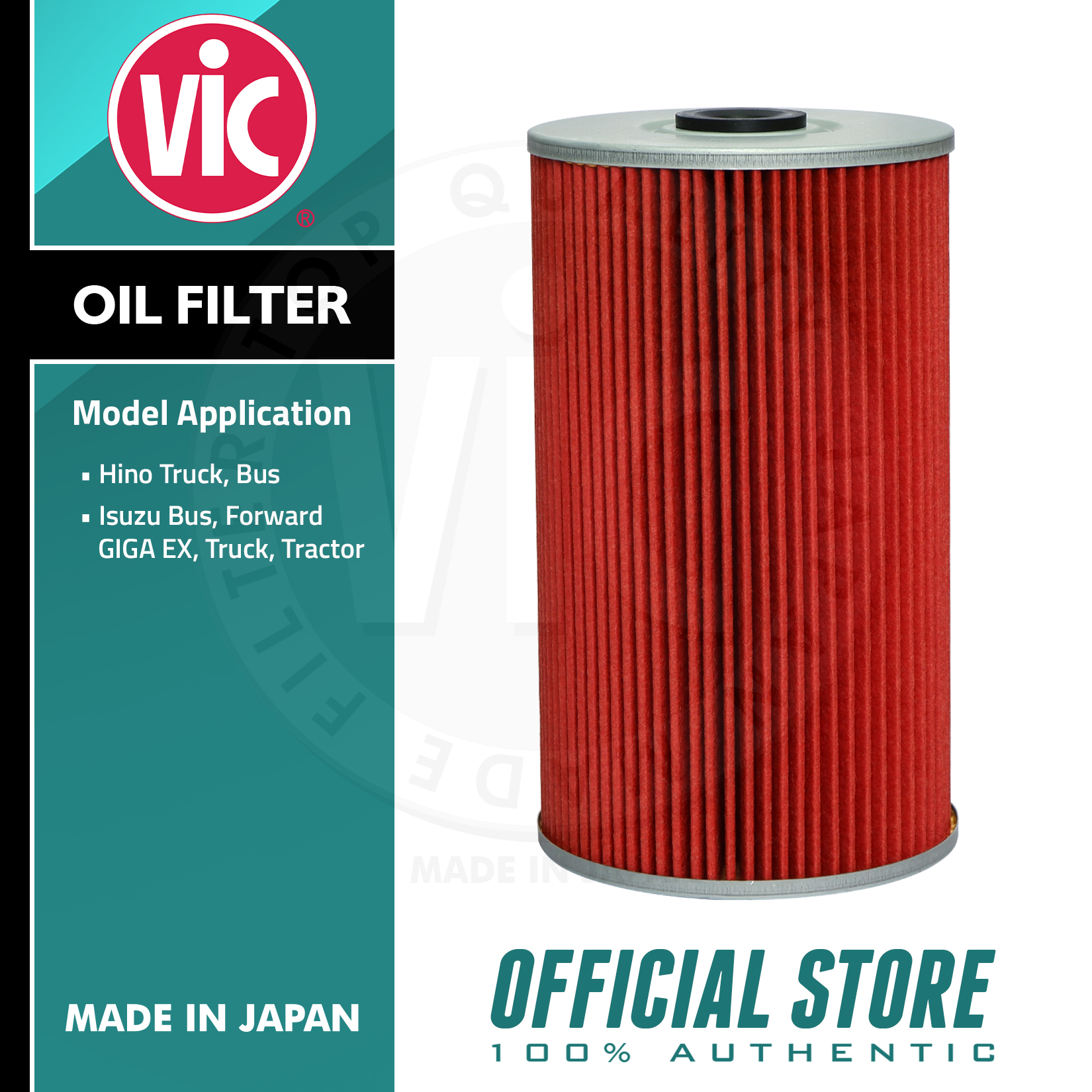 VIC Oil Filter Element Type O-609 For Hino Truck, Bus, Isuzu Bus ...