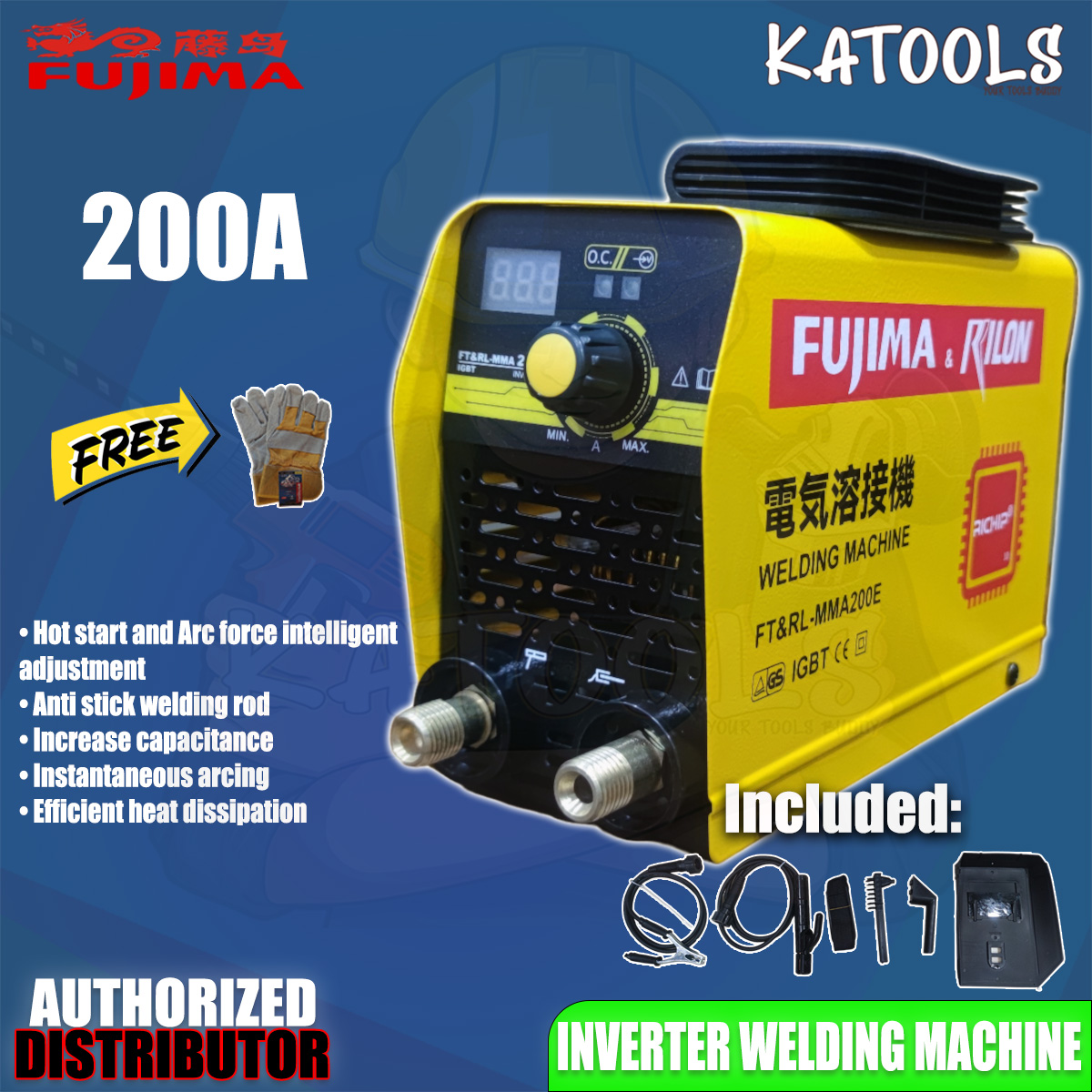 FUJIMA JAPAN RILON 200A Inverter Welding Machine IGBT, Digital Display ...