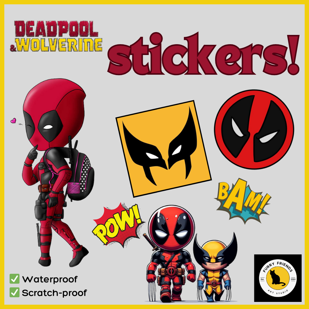 Deadpool & Wolverine Waterproof Stickers, Scratch-Proof, High-Quality ...