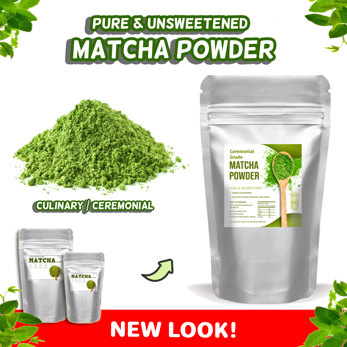 Zenfiber Organic Matcha Powder - Culinary/Ceremonial Grade (500g/250g ...