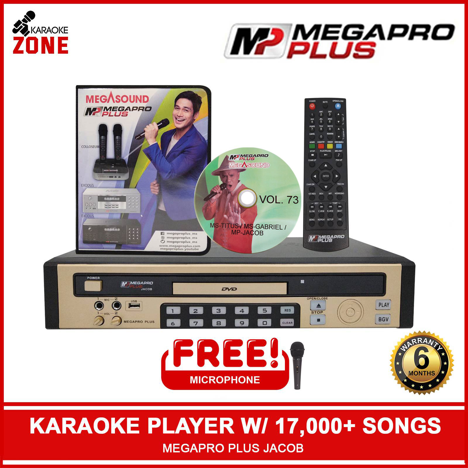 Megapro Plus Jacob Karaoke Player Up to 17,000 Songs with Free Wired ...