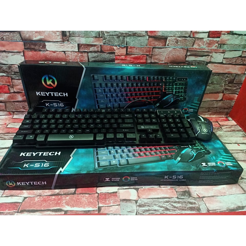 Keytech K516 Backlit LED RGB Gaming Keyboard Mouse Combo | Lazada PH