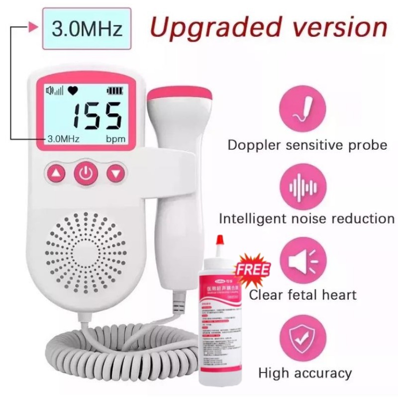 【Free Gel】Fetal Doppler Baby Prenatal Heart Rate Detector Doppler ...