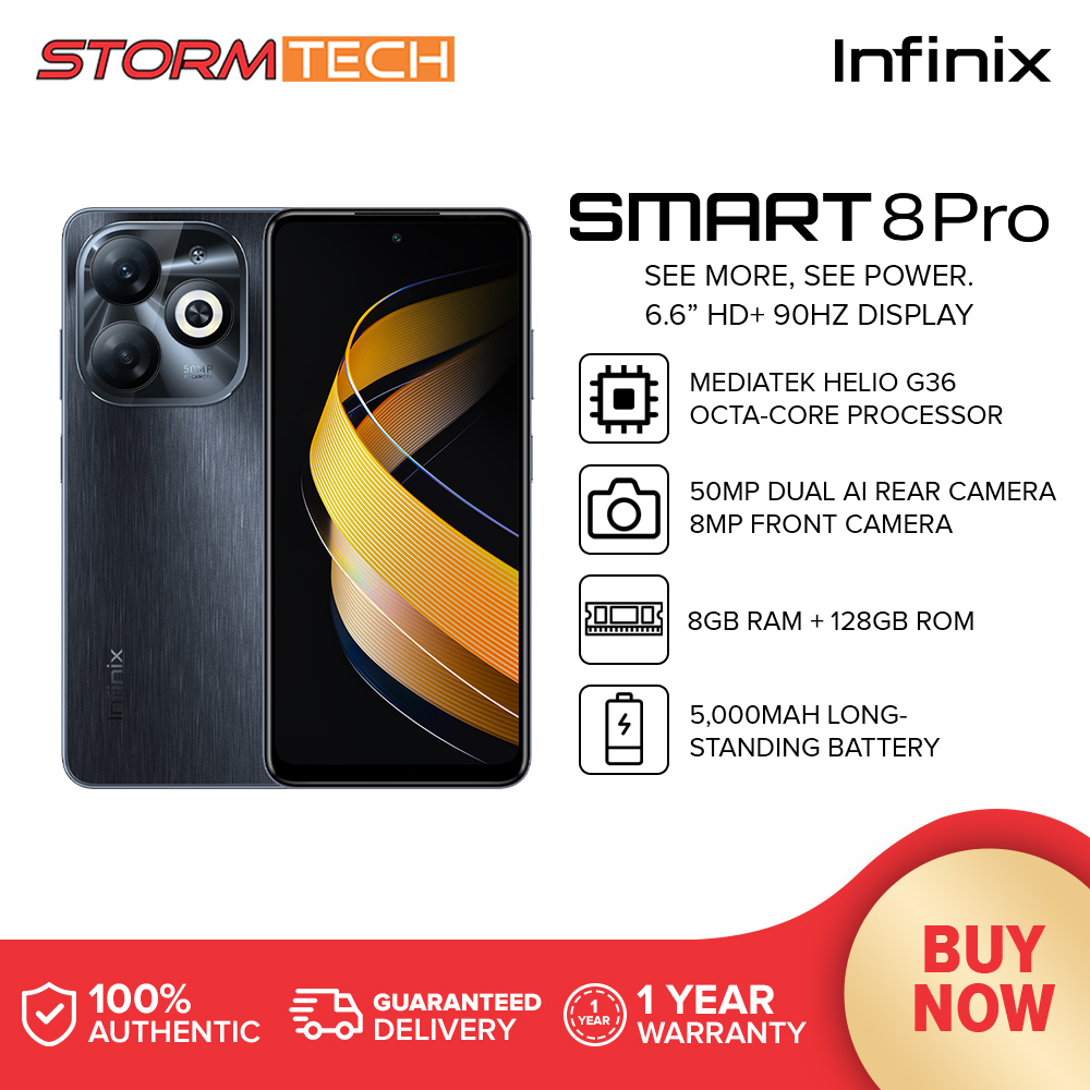 Infinix Smart 8 Pro Smartphone | 8GB RAM + 128GB ROM | MTK Helio G36 | 6.6” 90Hz Magic Ring ...