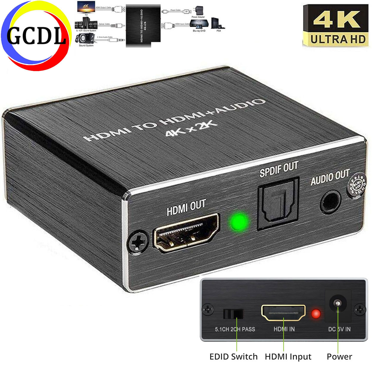Neoteck HDMI Audio Extractor Converter HDMI to Optical TOSLINK SPDIF ...