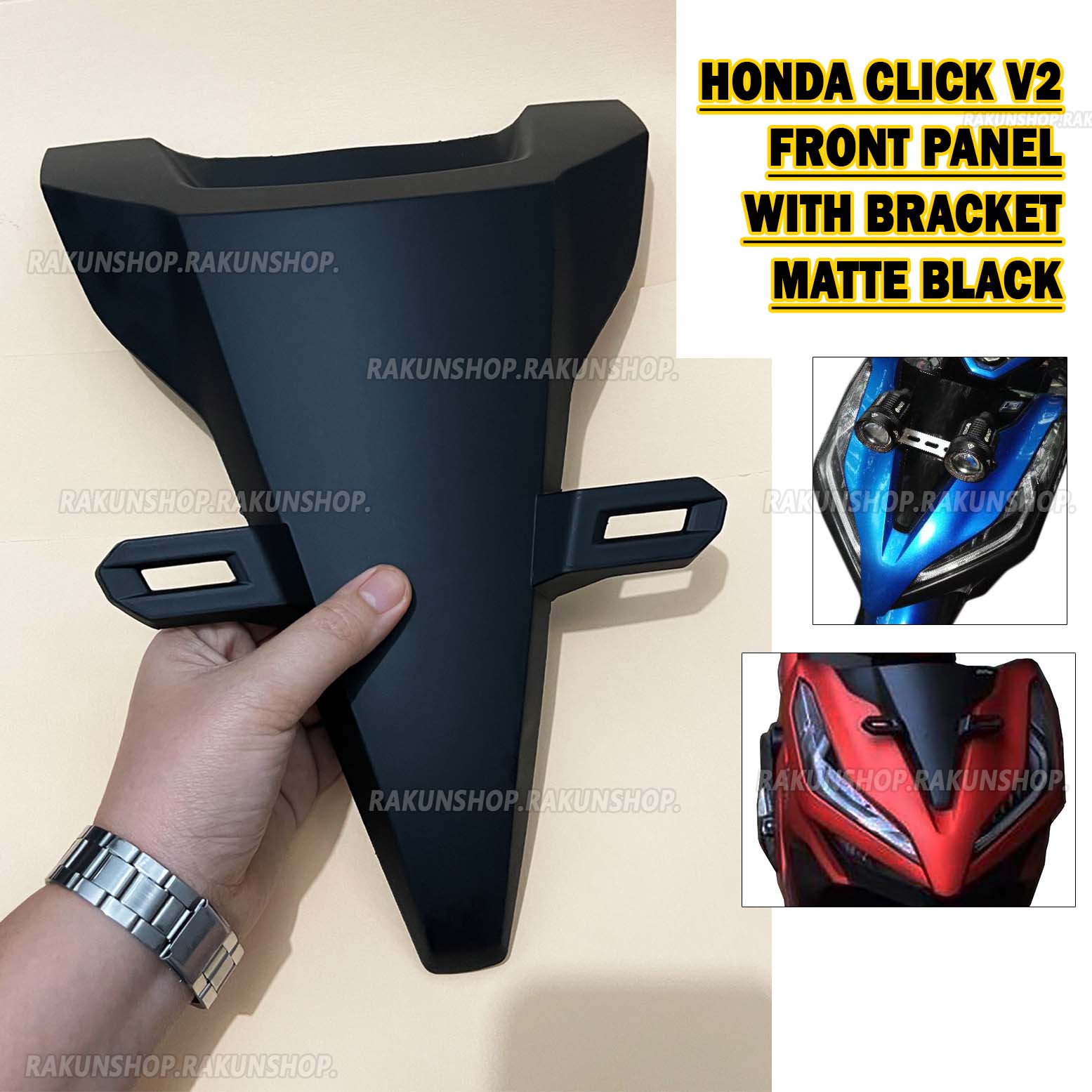 HONDA CLICK V2 CARBON/MATTE BLACK PLUG AND PLAY FRONT PANEL WITH PLATE ...