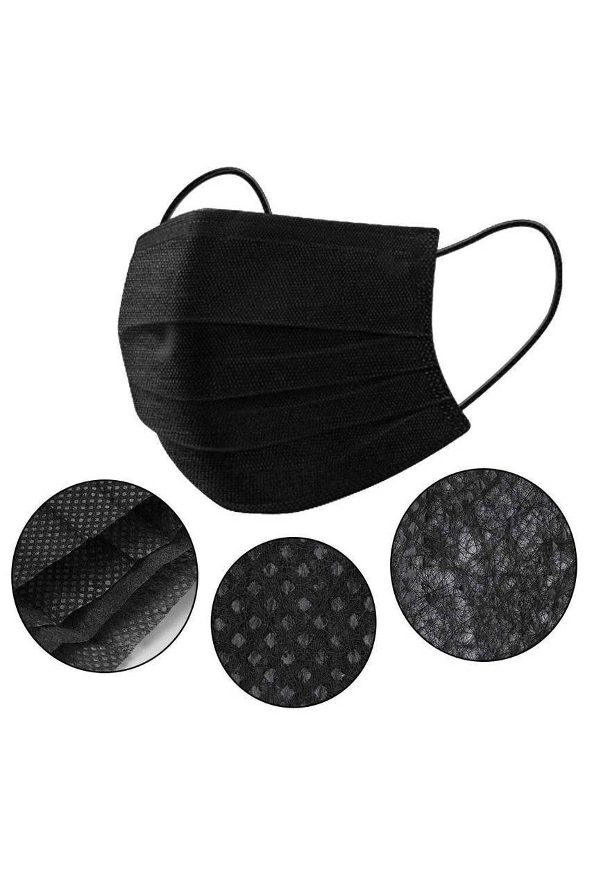 [ 50 PCS / BOX ] 3 PLY - ALL BLACK DISPOSABLE SURGICAL FACE MASK ...