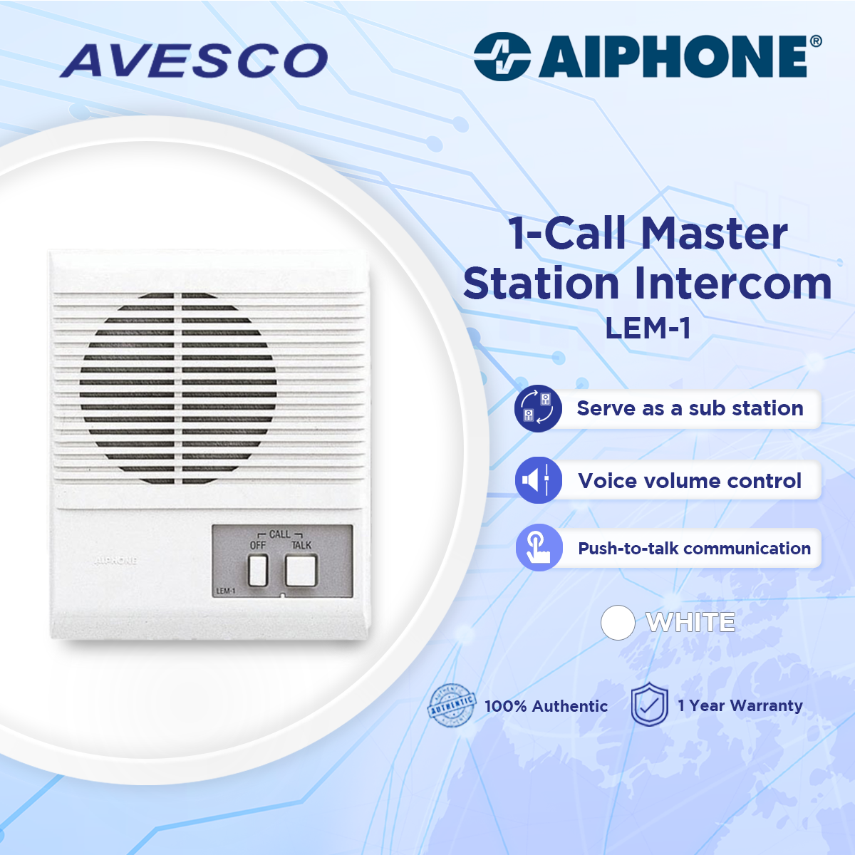 1-Call Master Station Intercom| LEM-1 | Aiphone | Avesco | Lazada PH