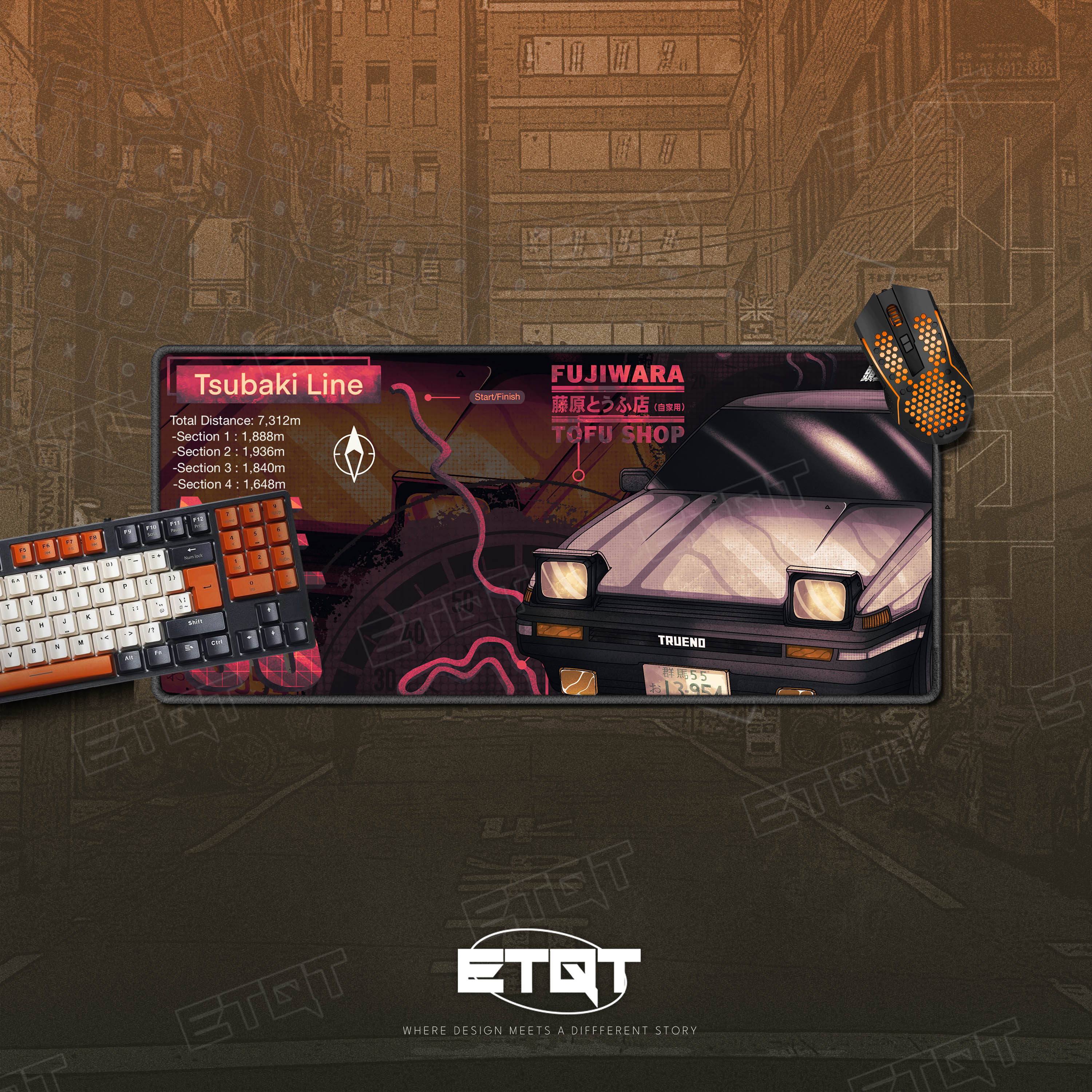 Etiquetta Co. - Anime Extended Gaming Mouse Pad - Initial D - AE 86 ...