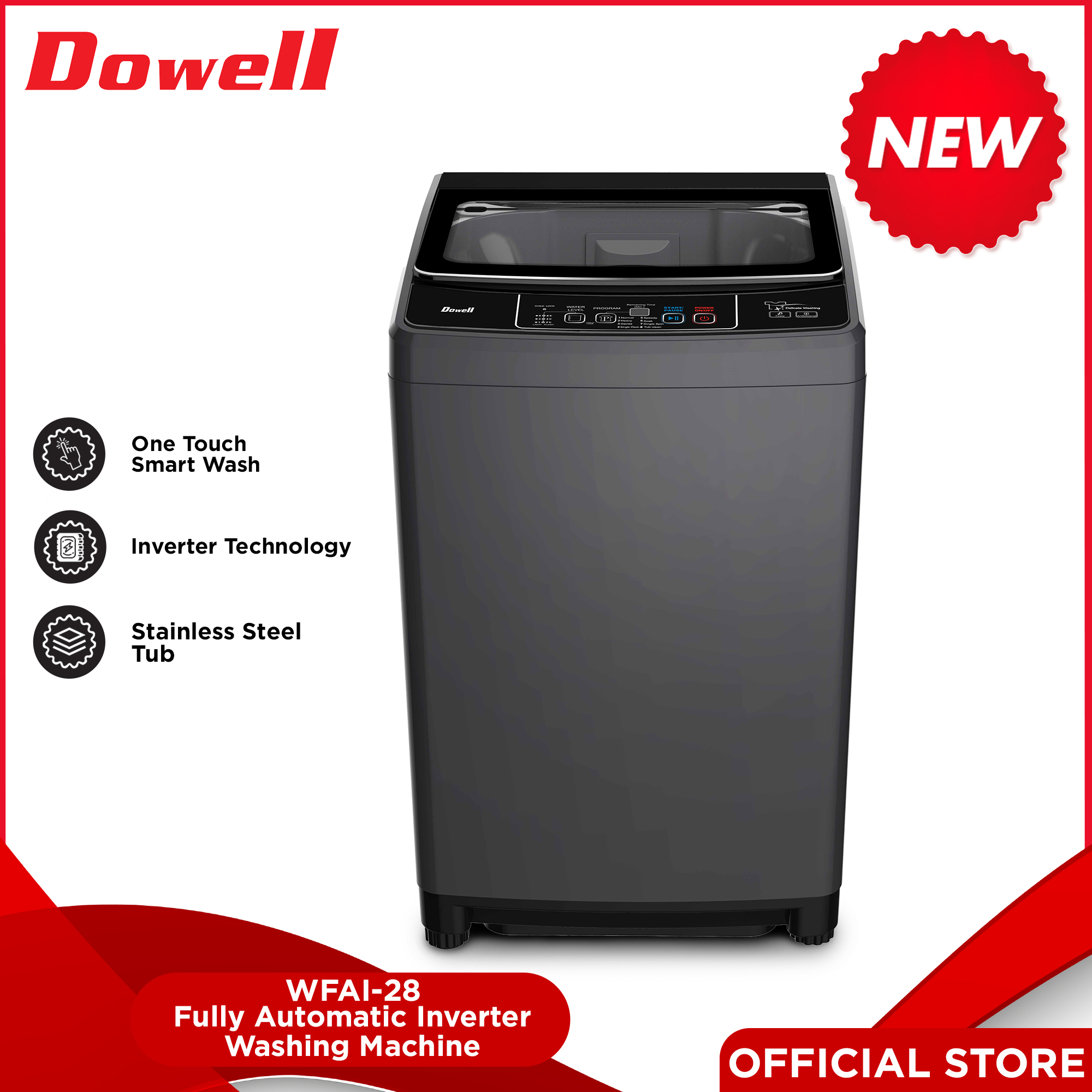 Dowell Inverter Washing Machine Fully Automatic 8kg - WFAI-28 | Lazada PH