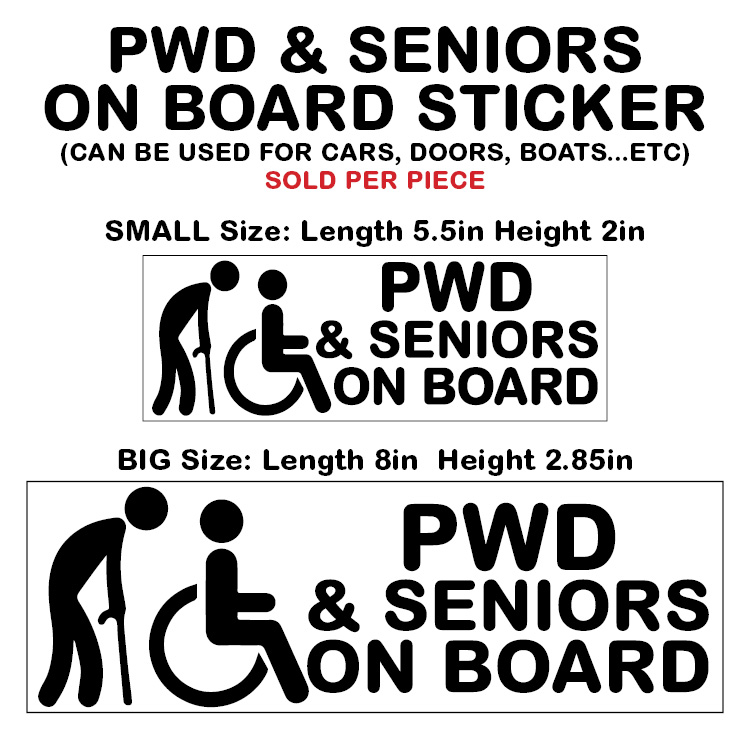 PWD & SENIORS On Board Sticker Decal | Lazada PH