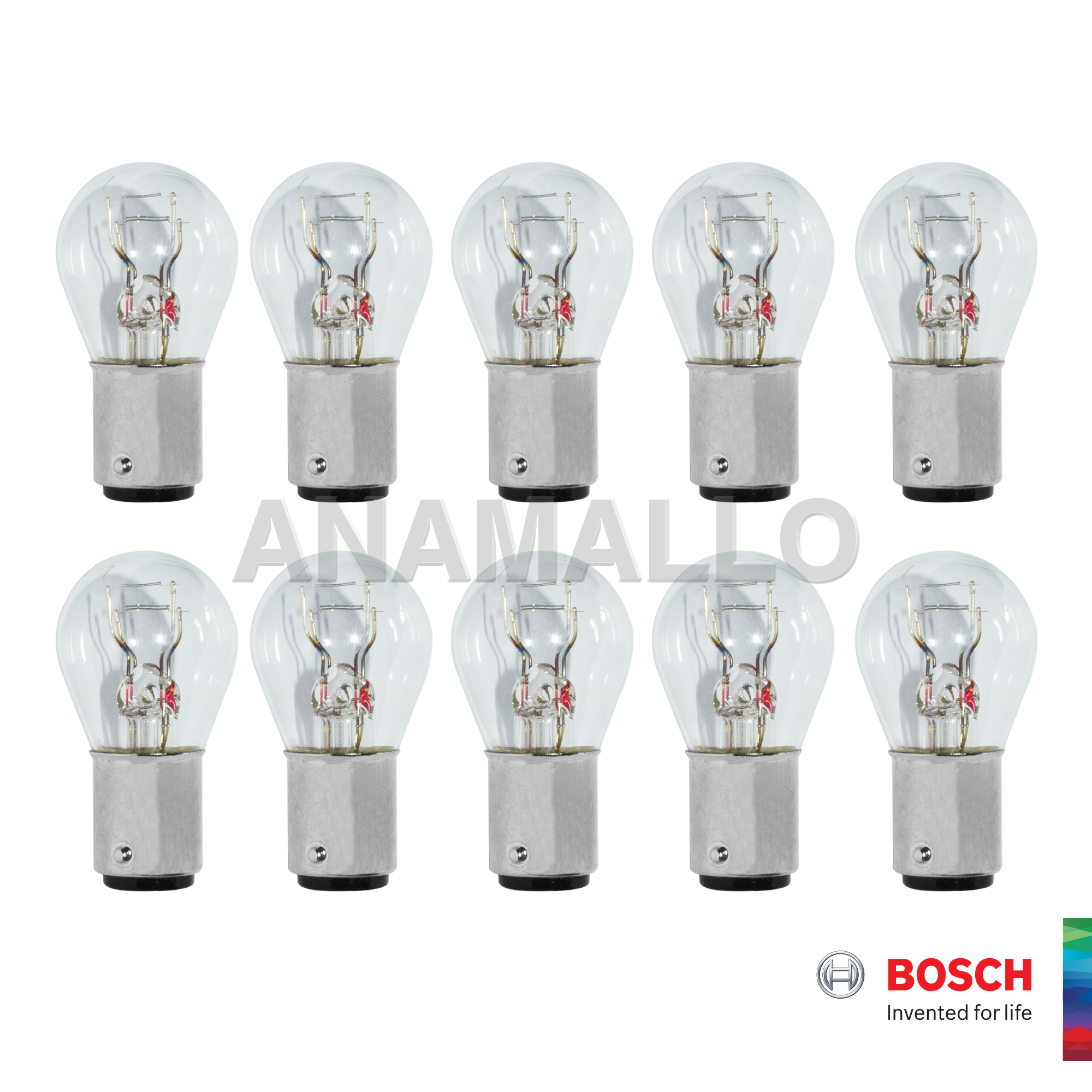BOSCH 12V 21/5W BULB DOUBLE CONTACT (BIG) P21/5W BUNDLE OF 10 PCS. AUTO ...