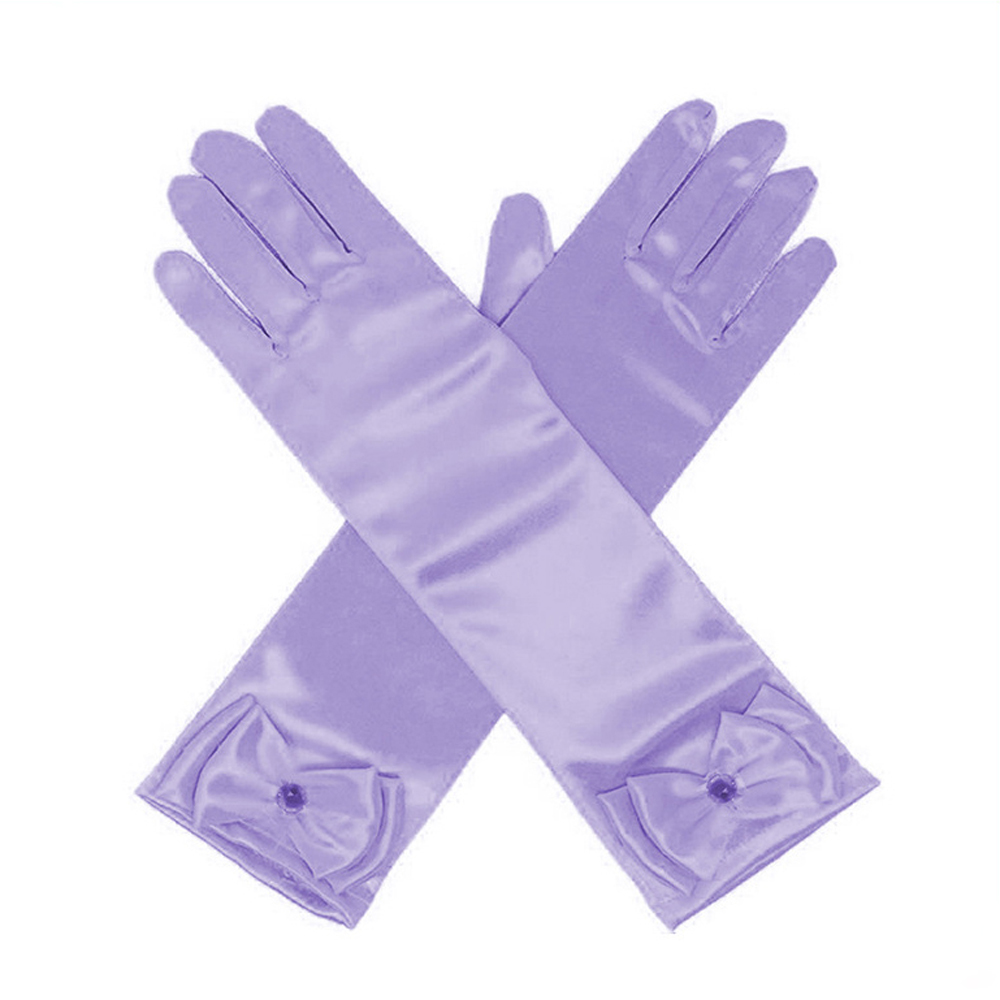 FAN SI แฟชั่นเด็กโบว์ซาตินเจ้าหญิงคริสตัลเด็กถุงมือถุงมือปาร์ตี้ยาว ...