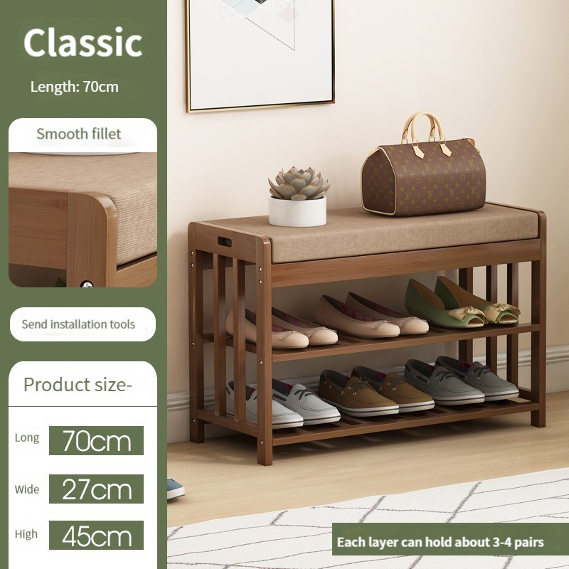 Shoe Changing Stool Solid Wood Can Sit Shoe Cabinet Living Room ...