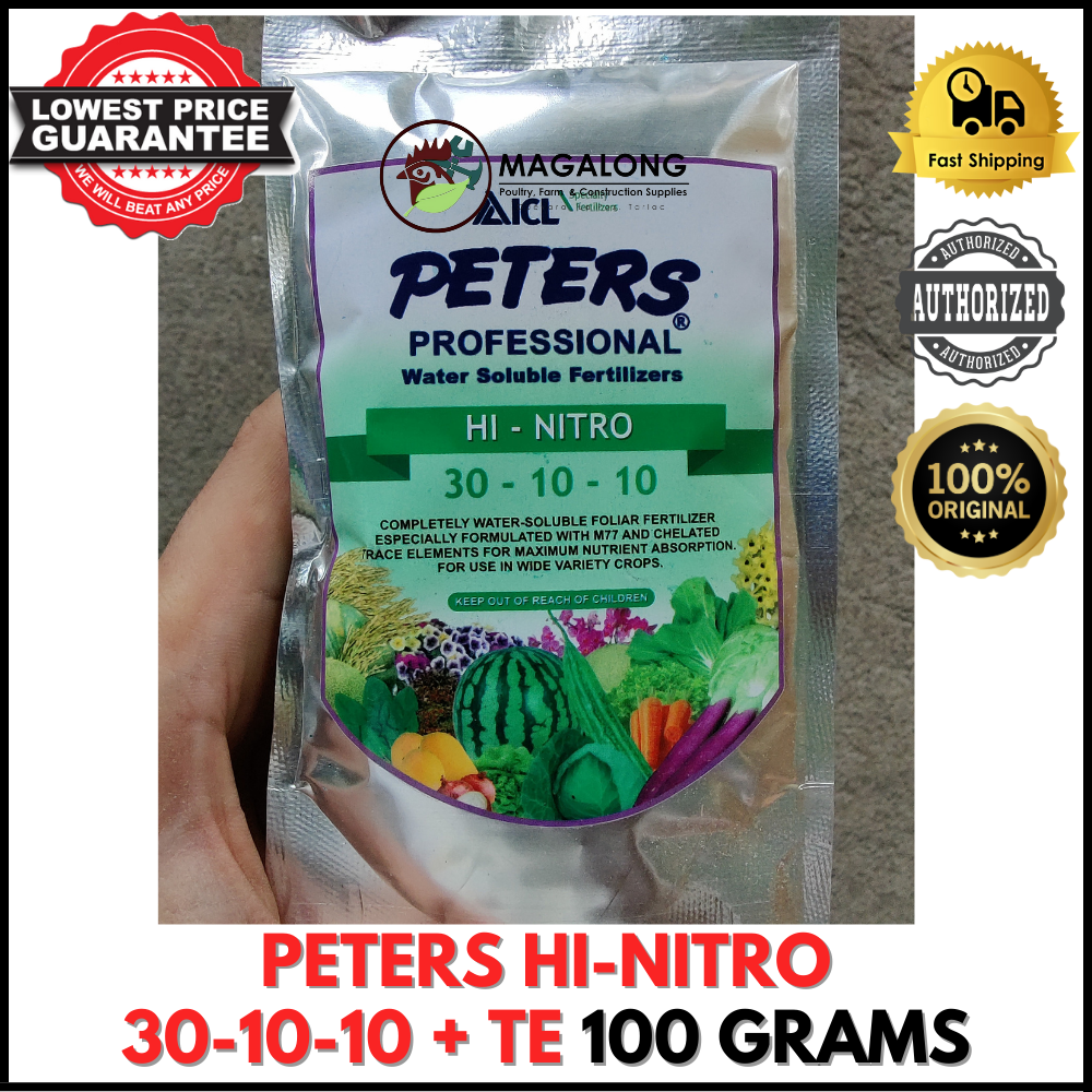 PETERS PROFESSIONAL WATER SOLUBLE FERTILIZER - HI-NITRO 30-10-10 - 100 ...