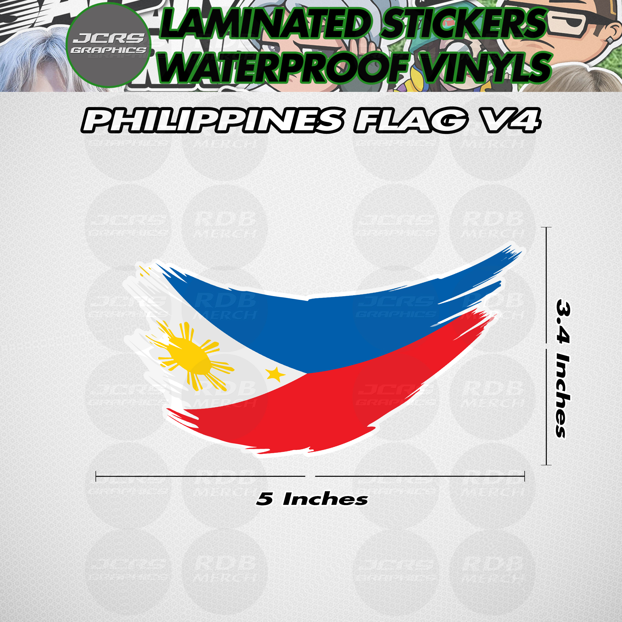 Philippine Flag Car Sticker and Decal - Laminated Vinyl for Motorcycle ...