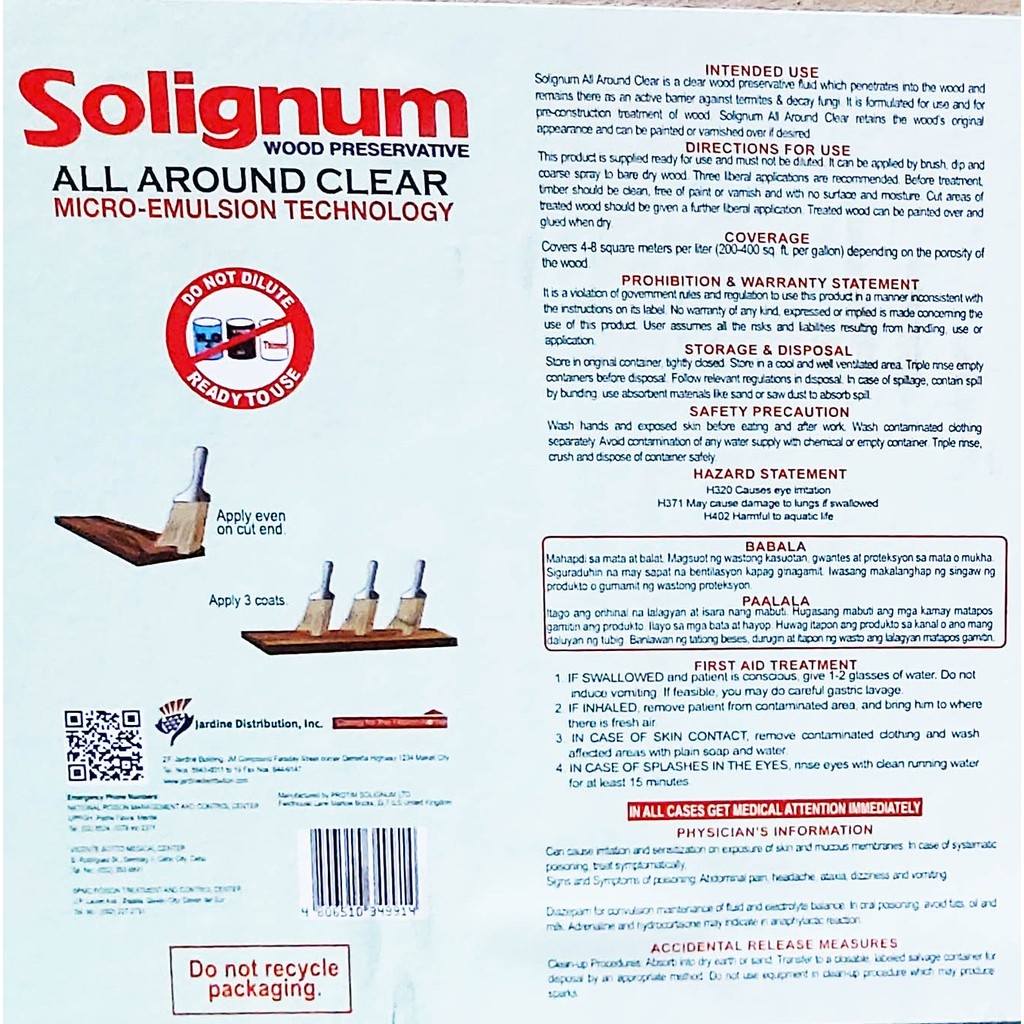 Solignum All Around Clear Paintable 1 Liter Wood Preservatives Anti ...