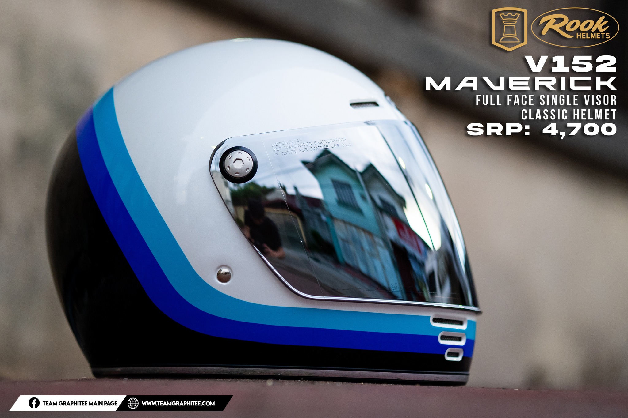 ROOK V152 MAVERICK (IRIDIUM LENS) FULL FACE SINGLE VISOR WITH FREE ...