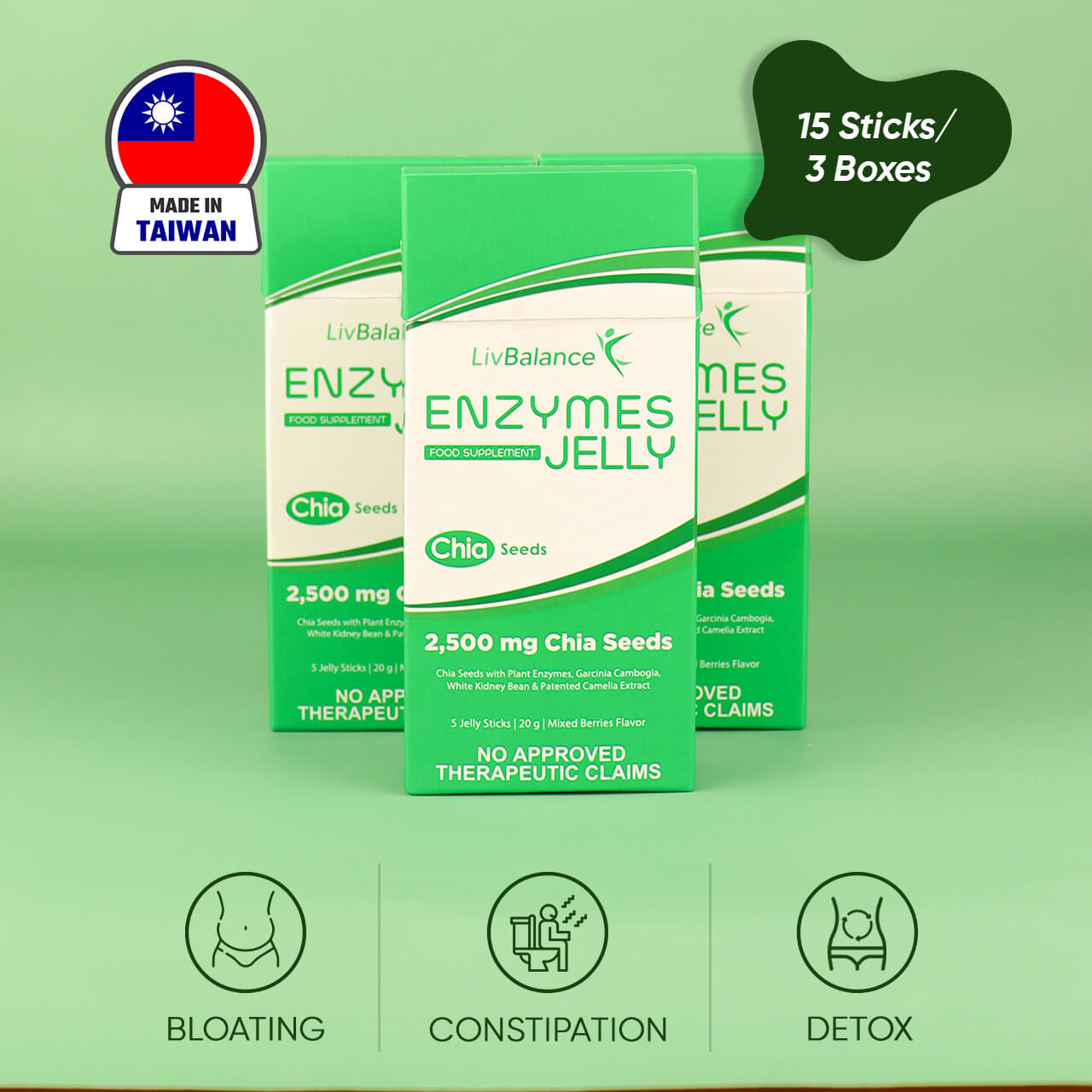 LivBalance Enzymes Jelly (15 Sachets): Reduce Bloating and Constipation ...