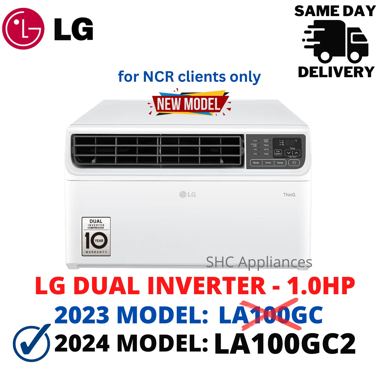 LG 1.0HP LA100GC2 (2024 MODEL) DUAL INVERTER WINDOW TYPE AIRCON (NCR ...