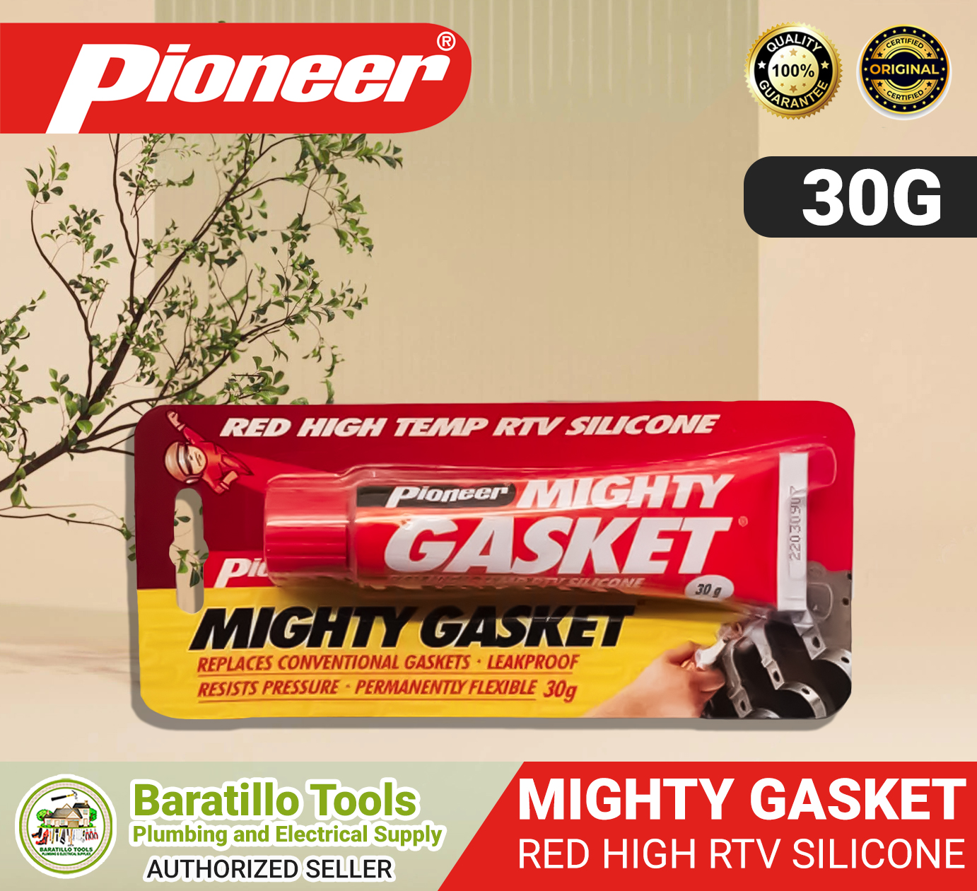 Pioneer Mighty Gasket Red High Temp RTV Silicone | Lazada PH