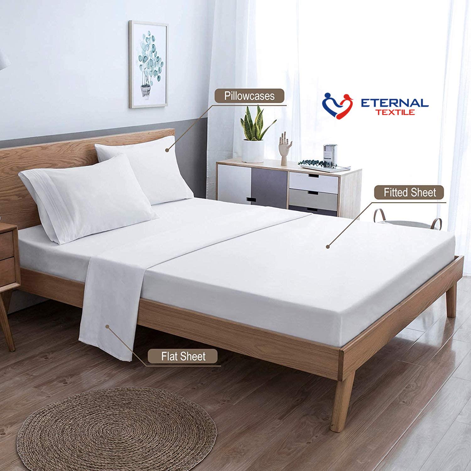 4in1 Plain White Bedsheet Set Flat Sheet, Soft, Friendly, Breathable ...