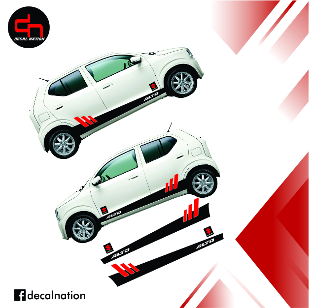 Suzuki Alto Linear Decal Design Weatherproof Cut Out Sticker Red, White ...