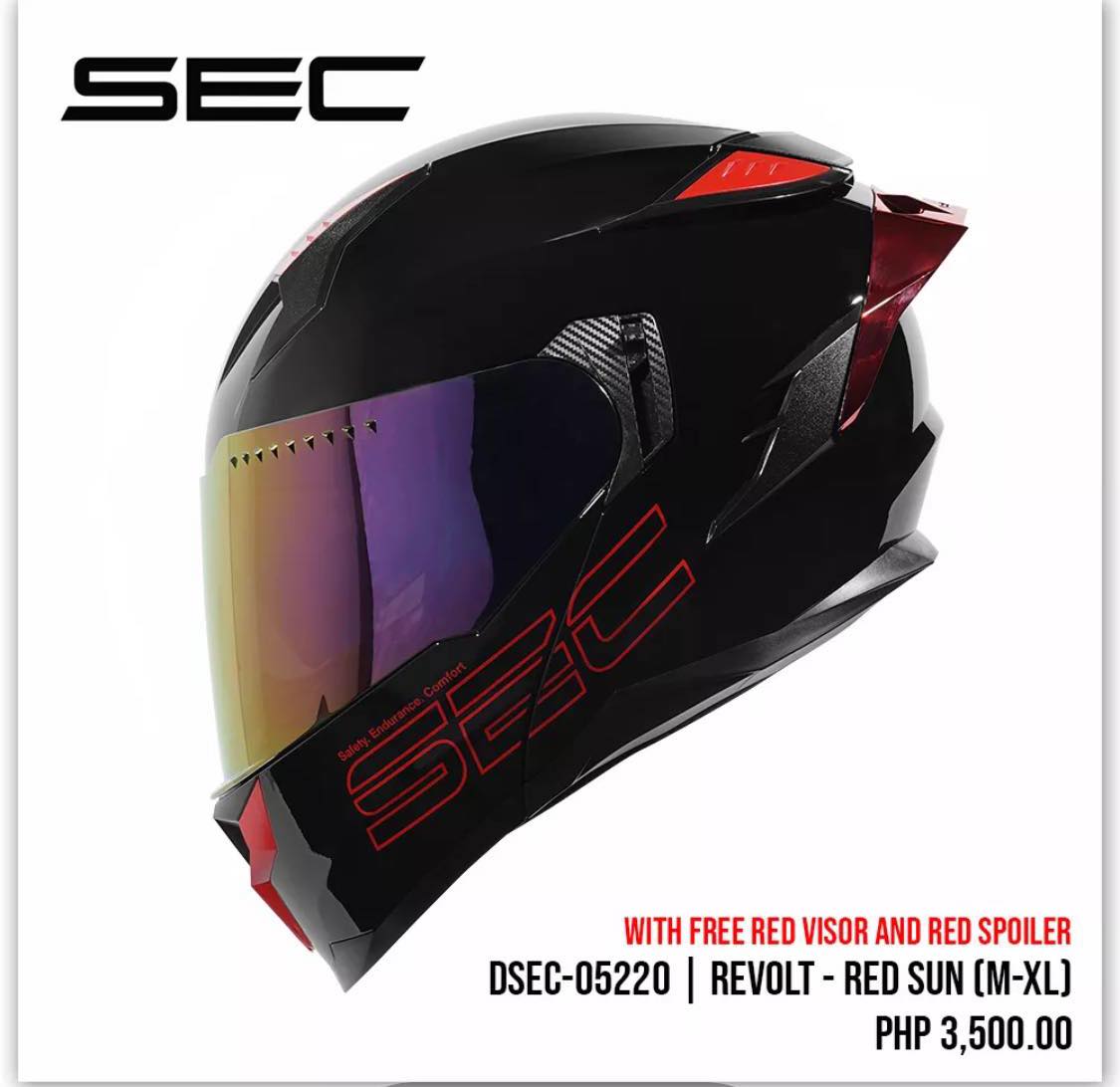 Sec Revolt - Modular Full Face Helmet ( DARK SOUL RED SUN) 100% ...