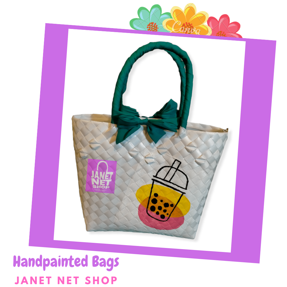 Handpainted Bayong Bag Hard with Zipper Milktea design | Lazada PH