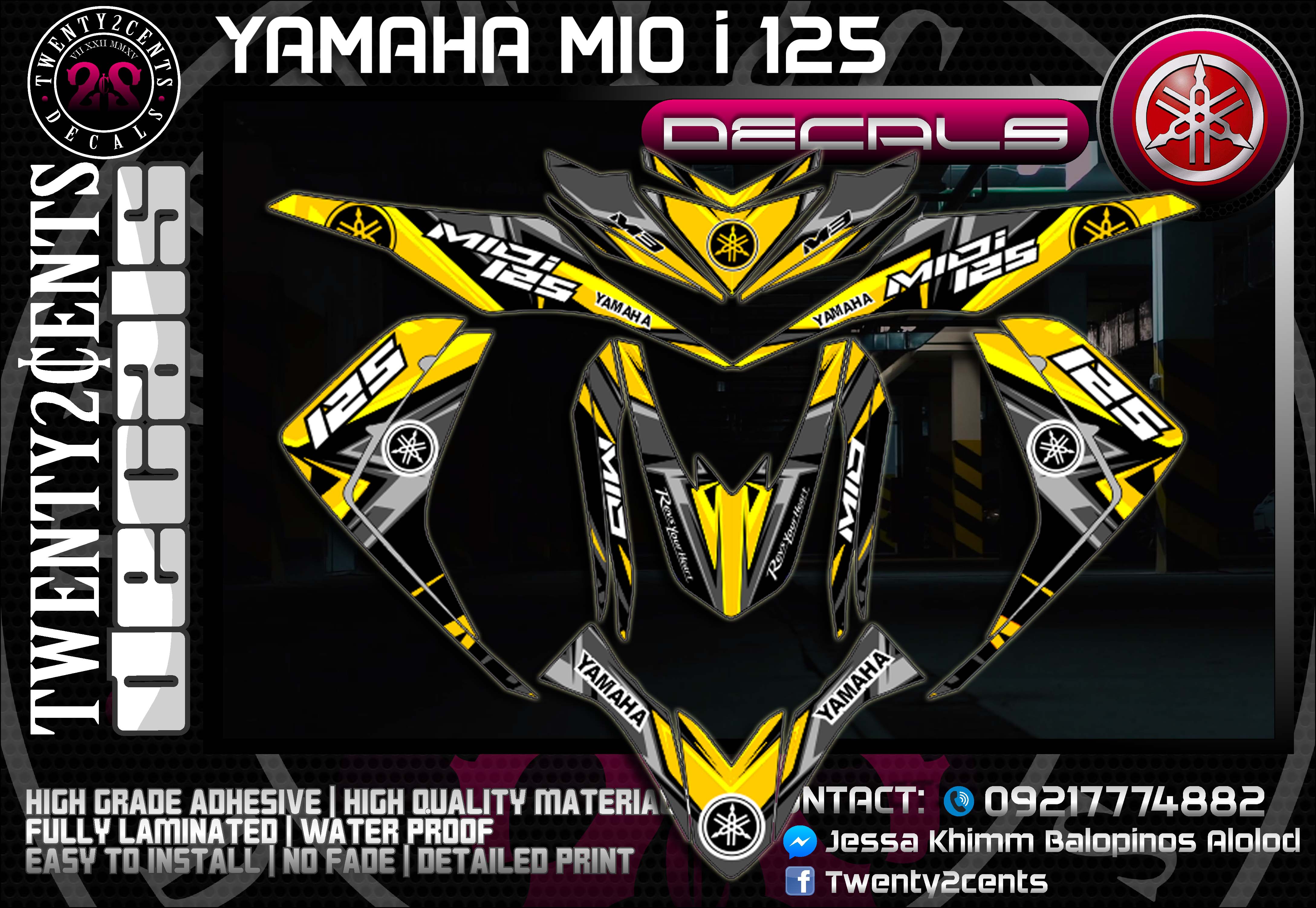 High-Quality Decals and Stickers for yamaha mio i 125 / 125s yellow ...