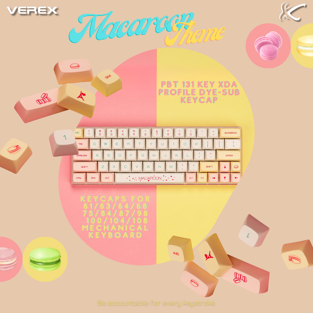 Verex Macaroon Theme PBT 131 Key XDA Profile DYE-SUB Keycap ...