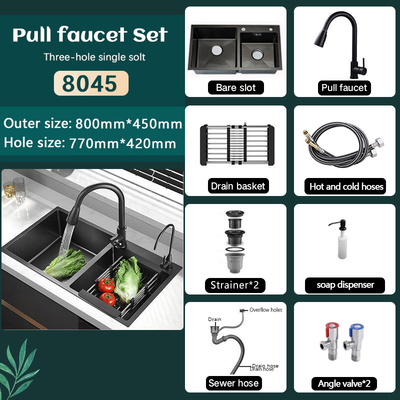 Sink Stainless for Kitchen 80*45CM double slot heavy duty Large single ...