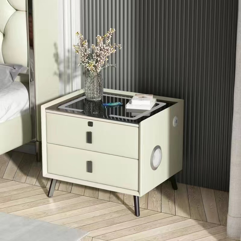 Bedside table Smart bedside table Bedroom cabinet Solid wood bedside ...