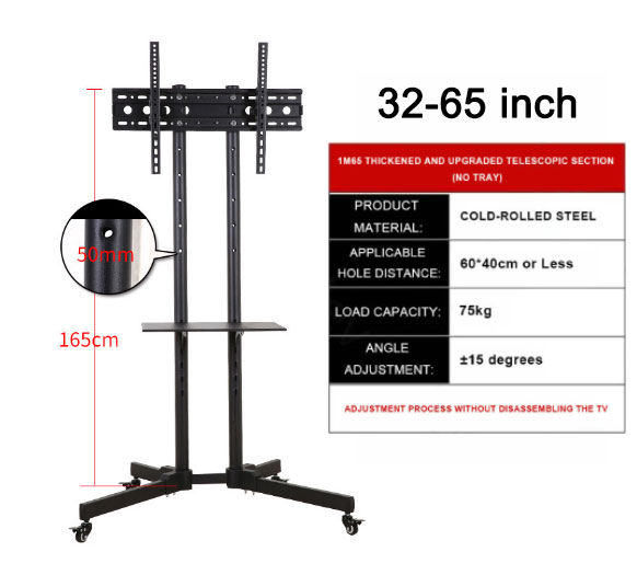 30-75 Inch Mount Movable Cart Floor Standadjustable Height Tv Stand ...