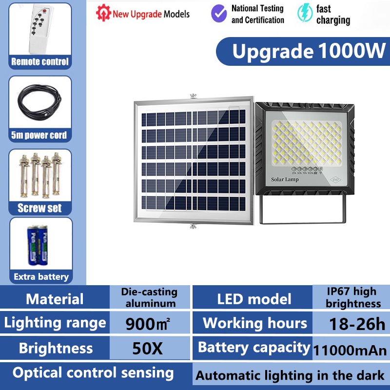 Mitsushi 1000W Solar Light Outdoor Waterproof IP67 Solar Flood Lights ...