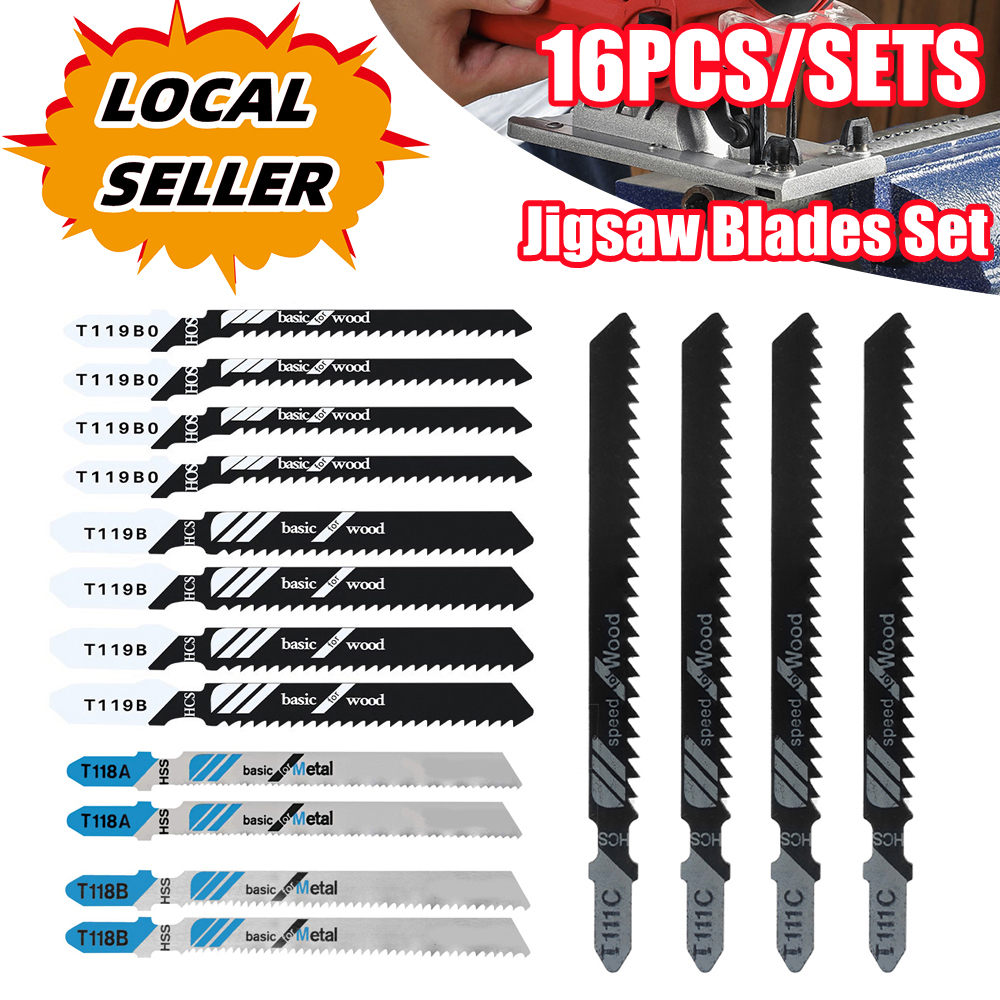16pcs Jig Saw Blade Jigsaw Blades Set Metal Wood Assorted Blades for ...