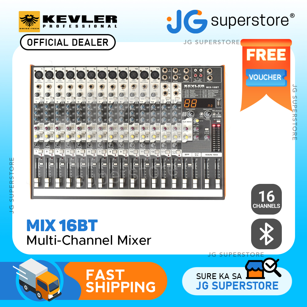 KEVLER MIX-16BT 16-Channel Compact Bluetooth Mixer with 12 Microphone ...