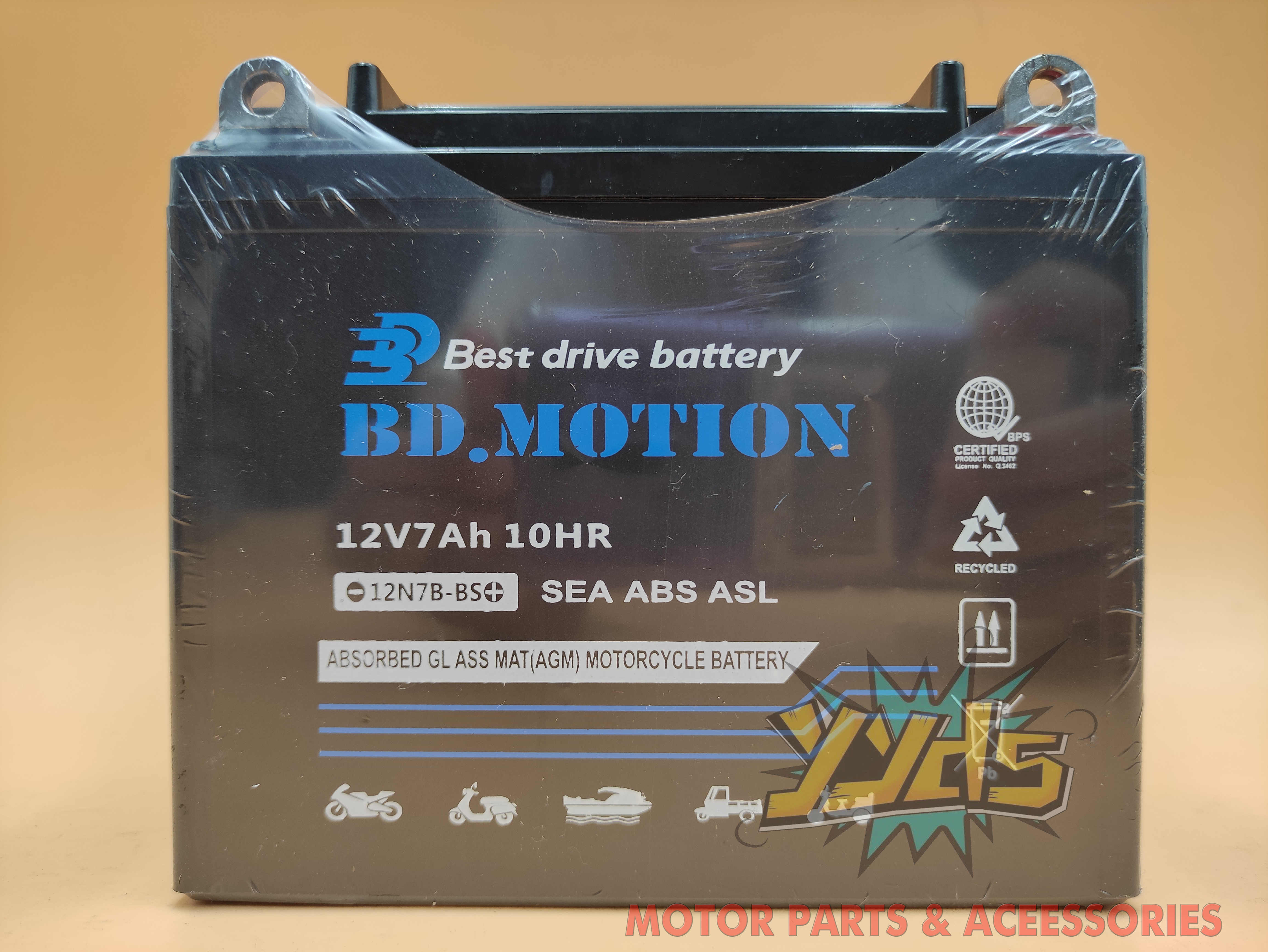 BD MOTION BATTERY Maintenance Free Motorcycle Battery YTX4L/12N7B/12N3A ...