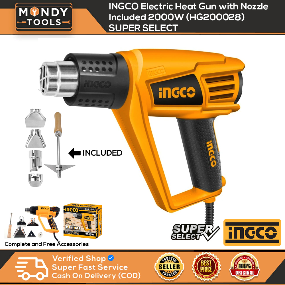 INGCO Electric Heat Gun with Nozzle Included 2000W (HG200028) SUPER ...