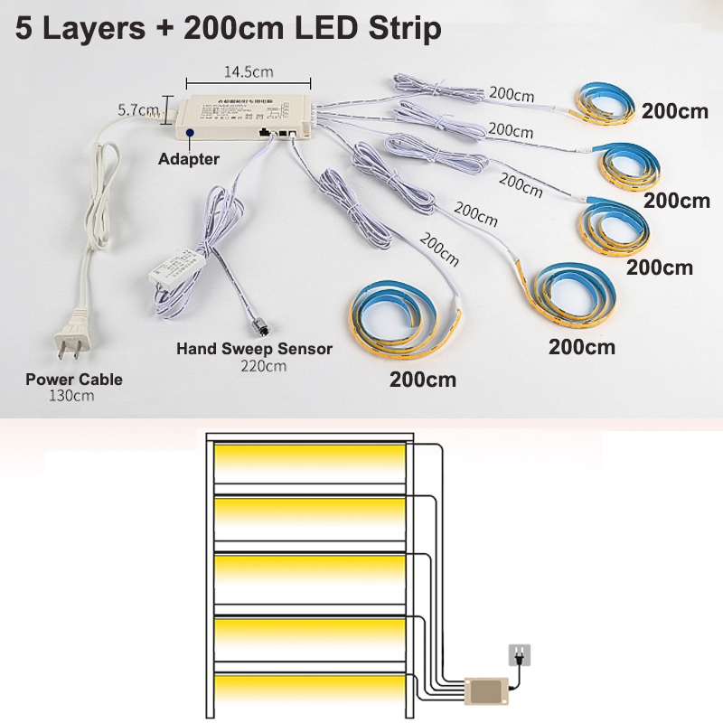 Under Cabinet LED Strip Lights Kitchen Shelf Pantry Showcase Bedroom ...