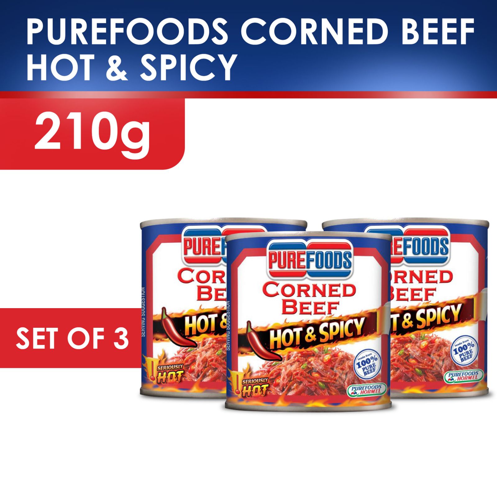 Purefoods Corned Beef Hot & Spicy (210g) Set of 3 | Lazada PH